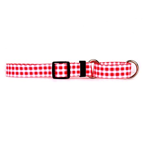 Yellow Dog Design Gingham Red Martingale Dog Collar 1" Wide and Fits Neck 18 to 26", Large