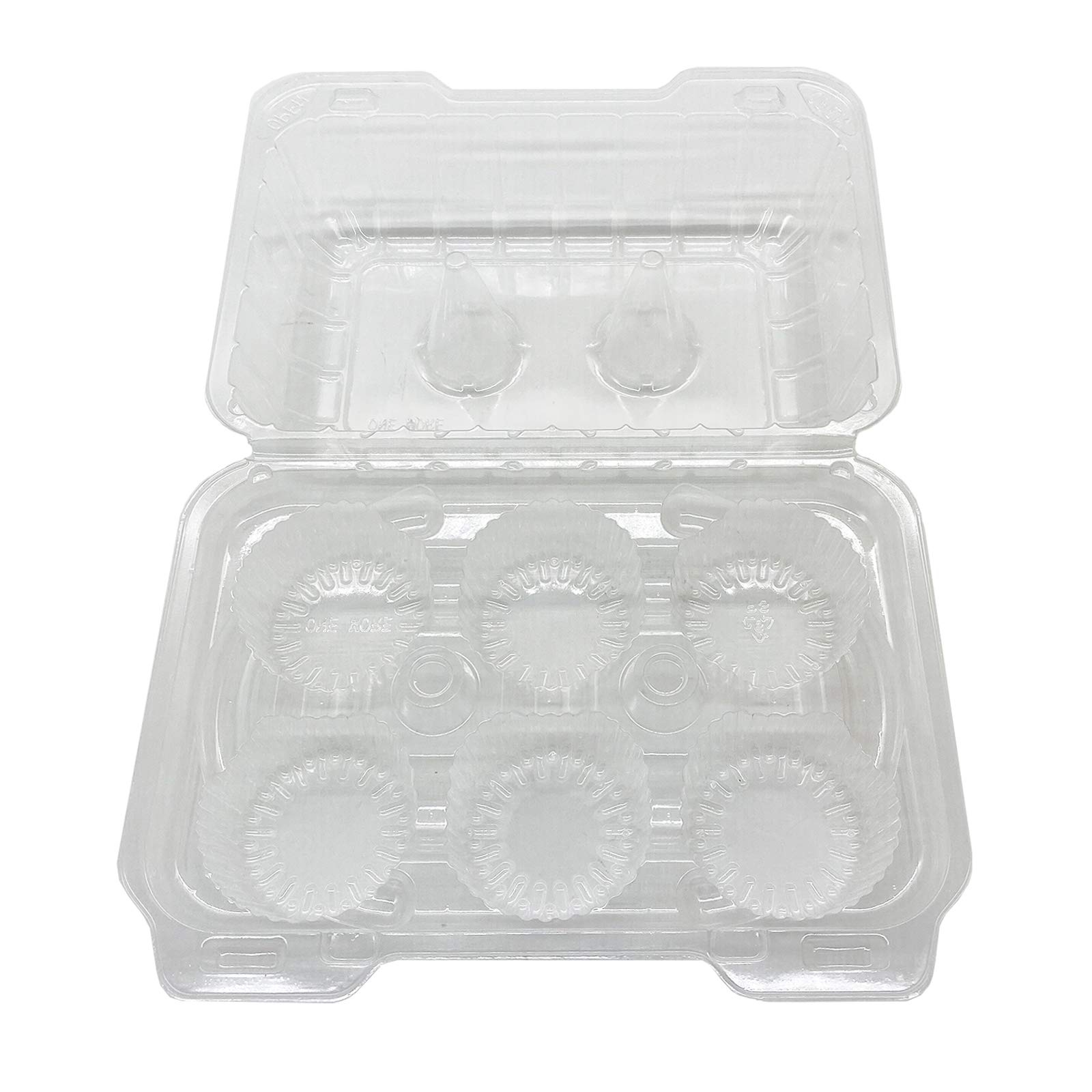 Clear Cupcake Containers,12pc Plastic Disposable High Dome Cupcake Boxes 6 Compartment Cupcake Holders Cupcake Containers Half Dozen Cupcake Trays Durable Cup Cake Muffin Packaging Transporter
