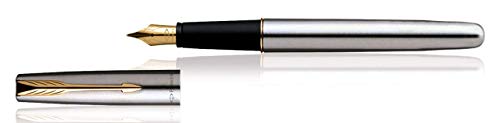 Parker Frontier Stainless Steel Gold Trim Fountain Pen Fine Nib
