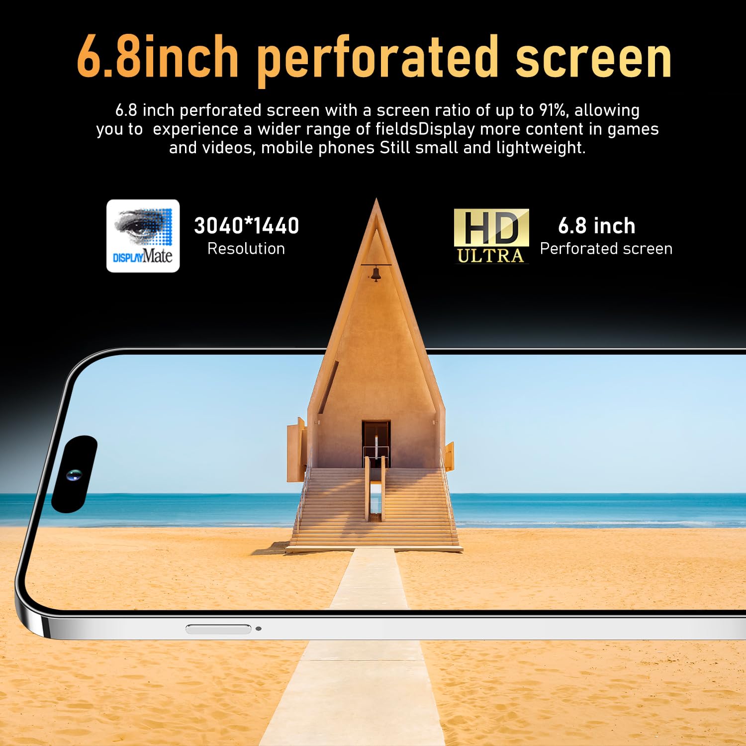 BDWJW 6GB+256GB Fully Unlocked Cell Phone for Android 13, 6.8" Unlocked Cell Phone, 6800mAh, 48MP+108MP Dual Camera/Dual SIM/Fingerprint Lock/Face ID 5G Phone