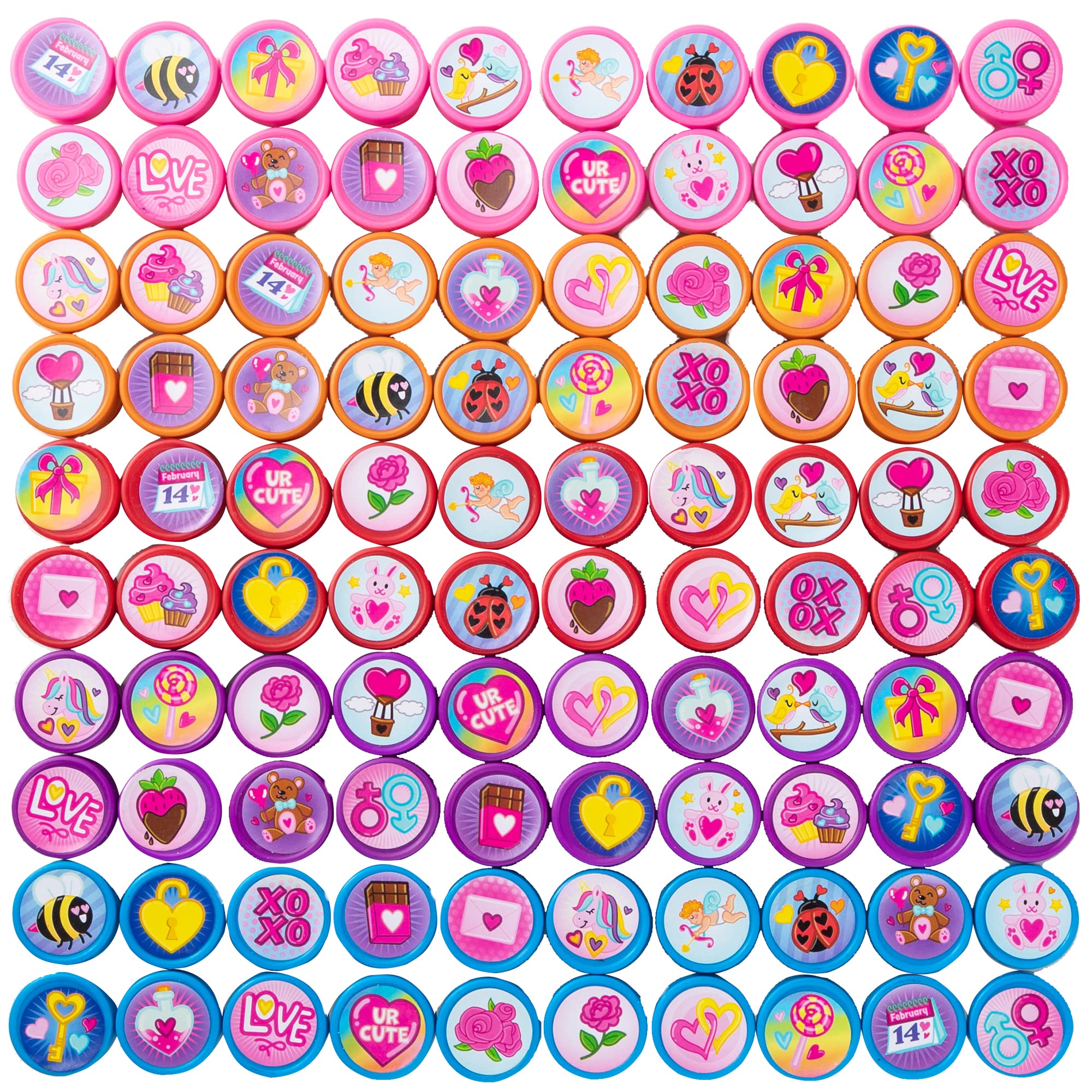 JOYIN 100 Pcs Valentine's Themes Stamper, 25 Designs Arts and Crafts Stamper for Valentines Day Party Favors, Classroom Exchanging Gifts, Classroom Holiday Reward Prizes