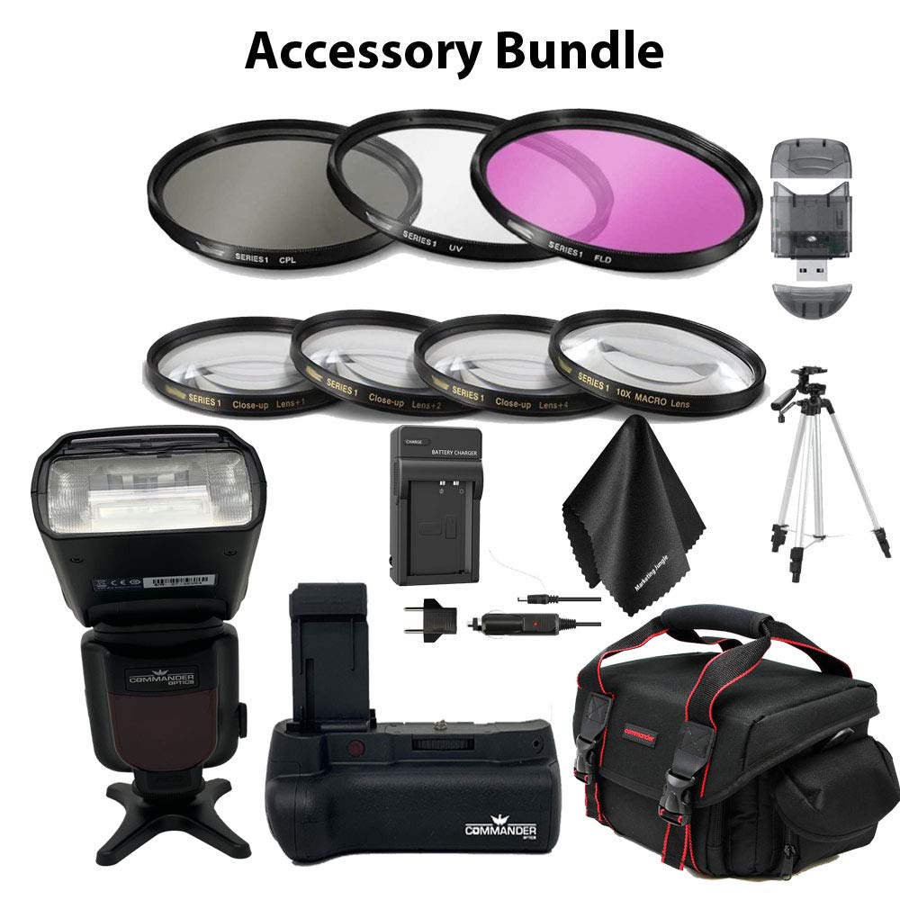 Canon EOS Rebel T7 DSLR Camera with 18-55mm is II Lens & Comprehensive Accessory Bundle: 64GB SD Card, Tripod, TTL Flash, Camera Bag, Extra Battery, Filters, Macro Kit, Battery Grip & More