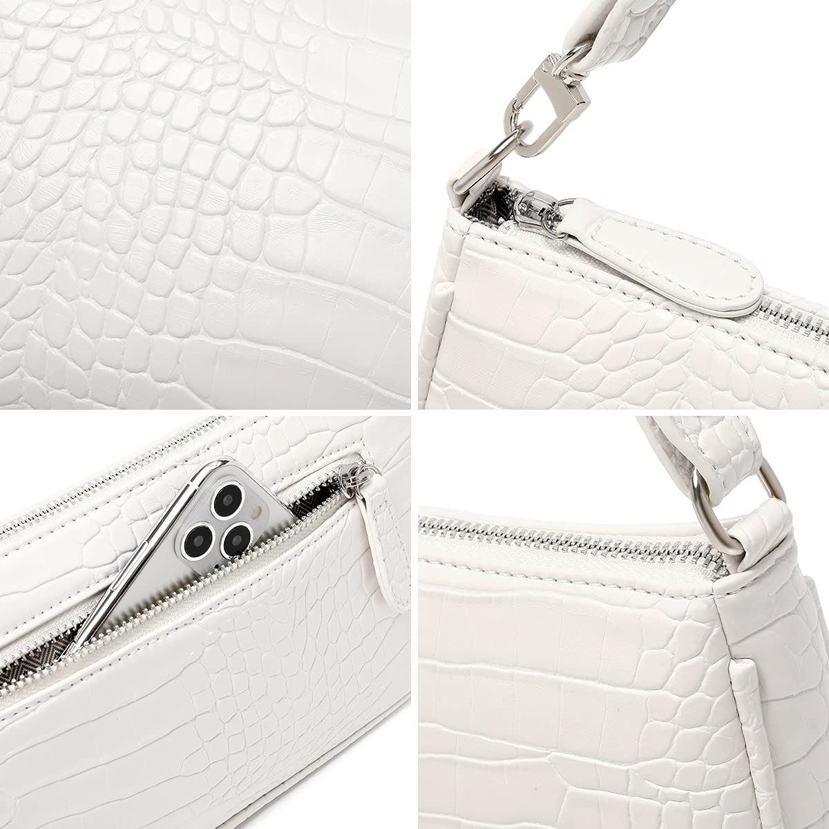 Shoulder Bags for Women Small Y2K White Purse Tote Handbag Clutch 90s Retro Classic