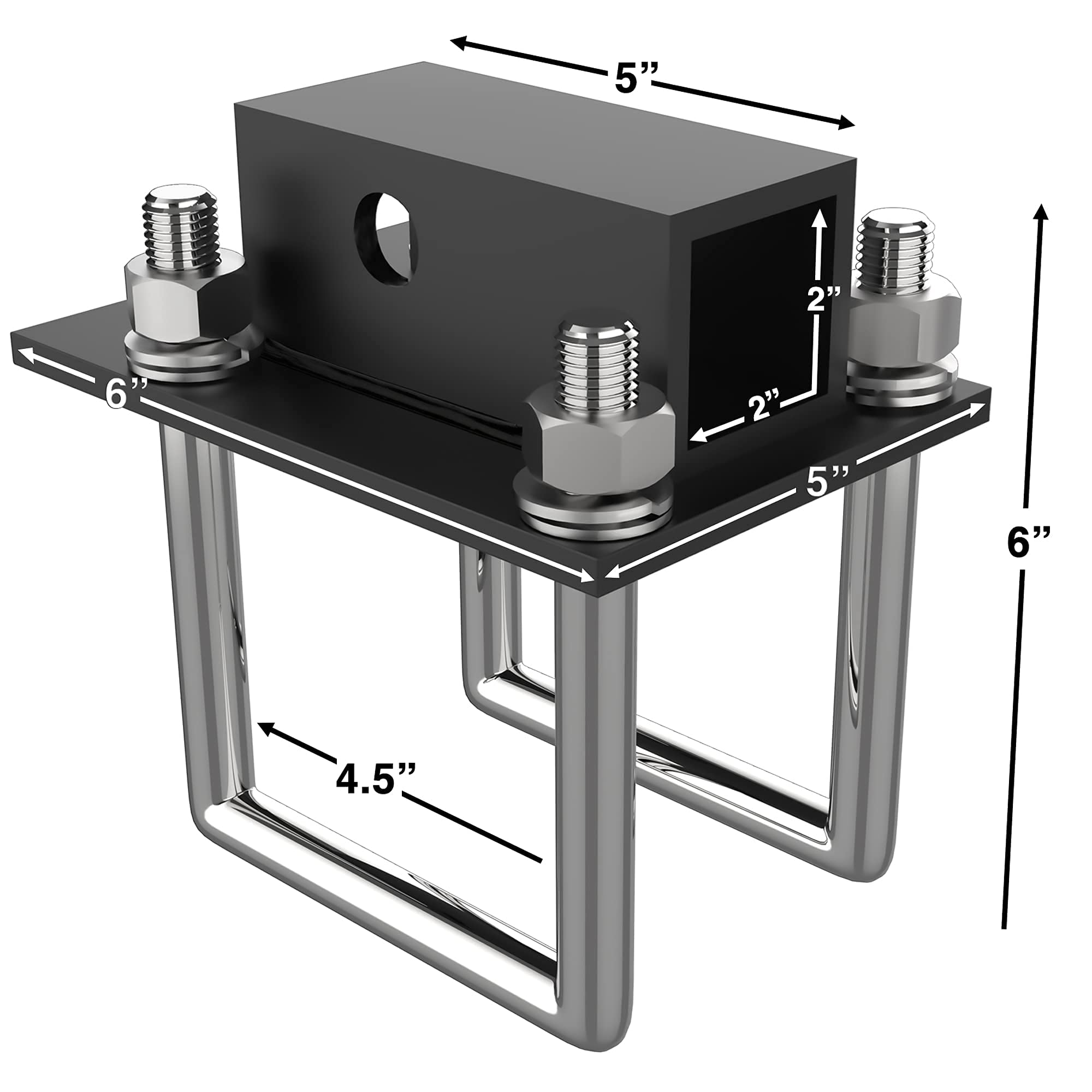 OxGord RV Hitch - 2" Receiver Adapter Fits 4-4.5" Bumper Beam - Trailer Accessories Best for Mounting Bike Racks & Cargo Carriers