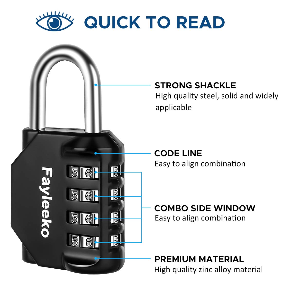 Combination Lock, 4 Digit Combination Padlock for School Gym Sports Locker, Fence, Toolbox, Case, Hasp Cabinet Storage (2 Pack, Black)