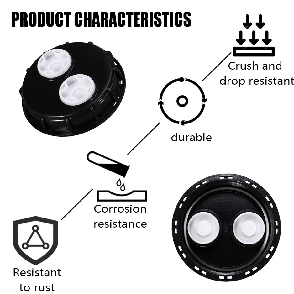 IBC Tank Lids Cover IBC Tote Lid Cap 163mm for Chemical and Other Industries,275-330 Gallon (Black Double Blind Cover)