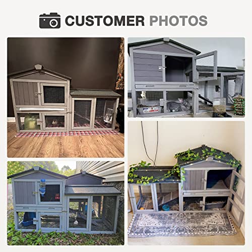 MEDEHOO Chicken Coop Wooden Outdoor Hen House 6 Access Doors Rabbit Hutch with Run, Deeper Leakproof Pull-Out Tray and Weatherproof Roof