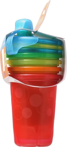 The First Years Take & Toss Spill Proof Sippy Cups - Reusable Toddler Cups - Rainbow - Kids Cups and Snap On Lids for Ages 9 Months and Up - 4 Count