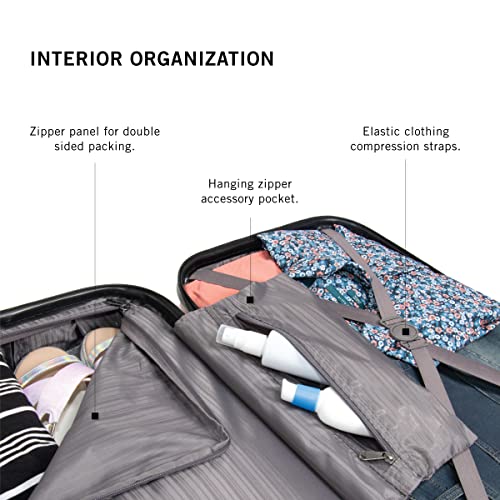 KENNETH COLE Out of Bounds Lightweight Durable Hardshell 4-Wheel Spinner Cabin Size Travel Suitcase, Navy, 3-Piece Set (20", 24", & 28")
