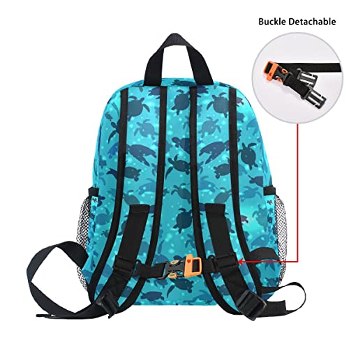 Glaphy Custom Kid's Name Backpack, Ocean Turtles Blue Toddler Backpack for Daycare Travel Personalized Name Preschool Bookbag for Boys Girls