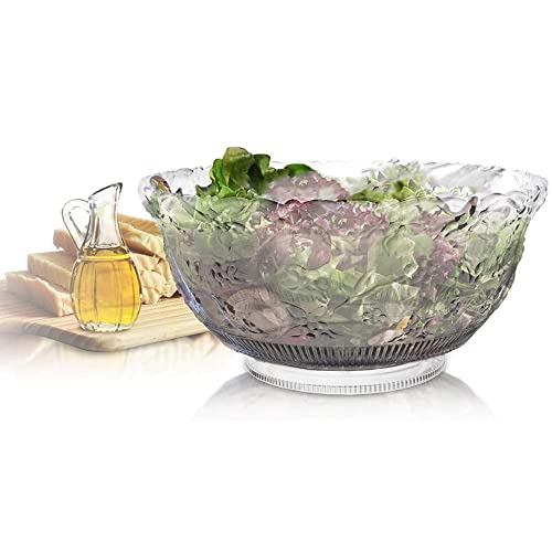 Premium Large Clear Punch Bowl Plastic Lightweight 2 Gallon with Clear Plastic Serving Ladle 5 oz Embroidered Design 8 Quart Serving Bowl