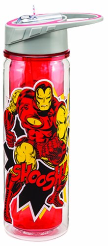 Vandor 26610 Marvel The Invincible Iron Man 18 oz Tritan Water Bottle, Red, Black, and Yellow