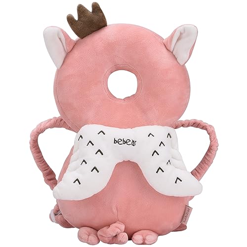 Bebamour Baby Walkers Protective Toddler Adjustable Baby Head Protection Safety Pad Backpack Wear for Crawling (Pink-Pig, Pig)