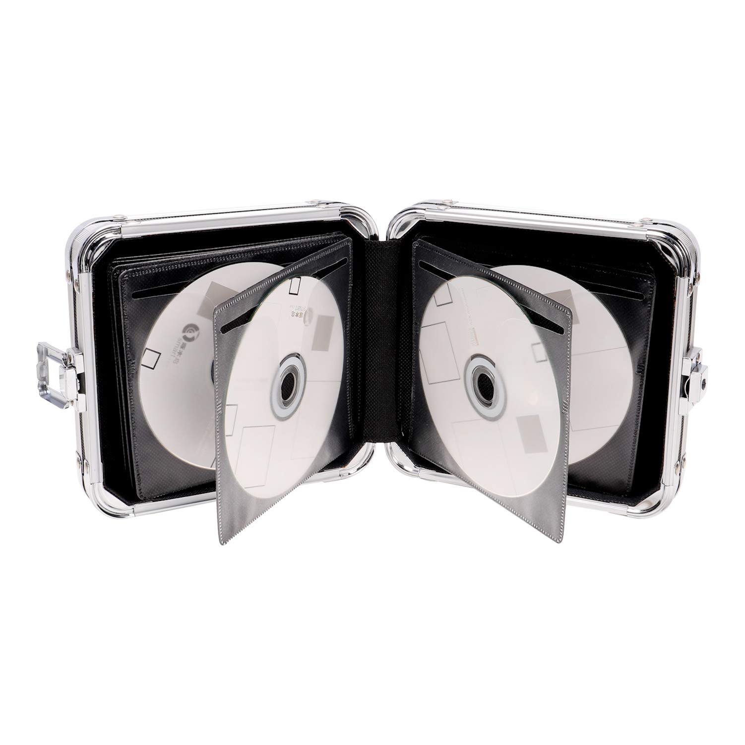 Vaultz Locking CD Case Holder - 24 Disc Storage Capacity, 2.5 x 6.25 x 7 Inch Portable DVD Case Holders w/Carrying Handle - Lockable CD Holder for Car, Travel, Work - Black