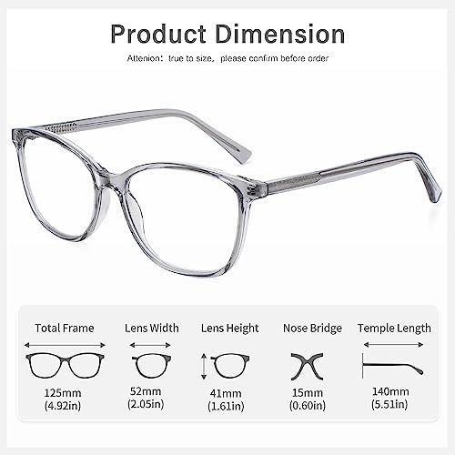 Madison Avenue Blue Light Blocking Glasses Anti Eyestrain UV Glare Blue Light Glasses for Women TV Phone Computer Gaming Eyeglasses (Transparent Grey)