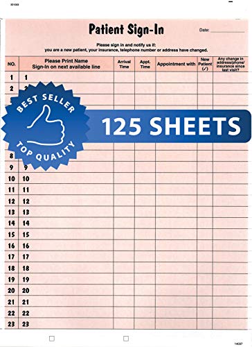 Tabbies Patient Sign-In Label Forms, 8-1/2" x 11" Form, Salmon, 23 Labels/Sheet, 125 Sheets/Pack (TAB14530)