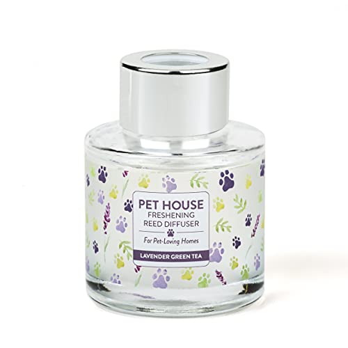 One Fur All, Pet House Reed Diffuser - Long Lasting Pet Odor Oil Diffuser - Non-Toxic Eco-Friendly Reed Diffuser Set & Diffuser Sticks - Air Freshening Scented Diffuser for Home (Lavender Green Tea)