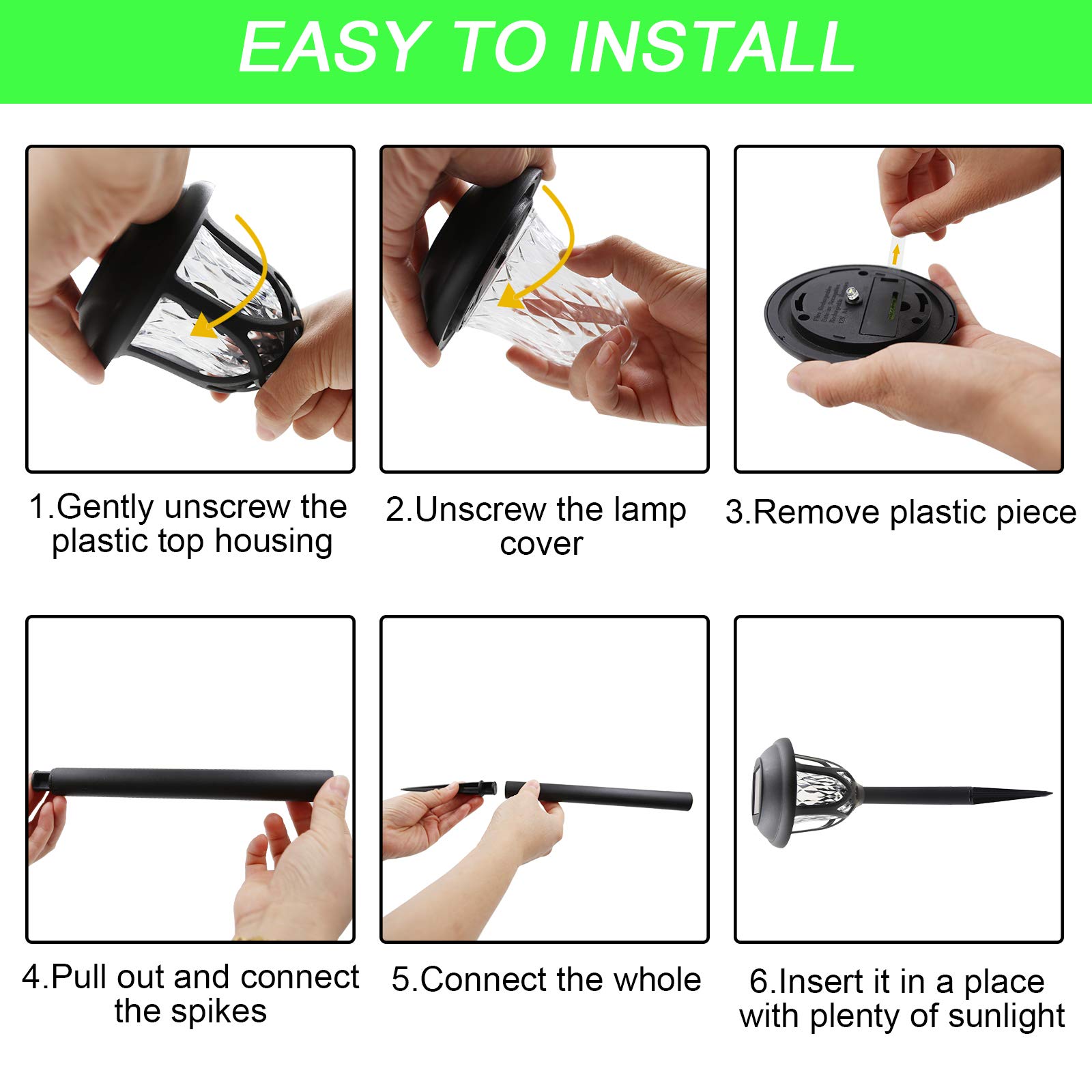 Solar Lights Outdoor Garden, Warm White LED Solar Pathway Lights, Waterproof Solar Powered Garden Yard Lights Solar Landscape Lights for Lawn, Patio, Garden, Walkway(6 Pack)