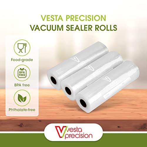Vesta Precision Vacuum Seal Rolls | Clear and Embossed | 8” x 50’ and 11” x 50’ | 2 Pack | Great for Food Storage and Sous Vide