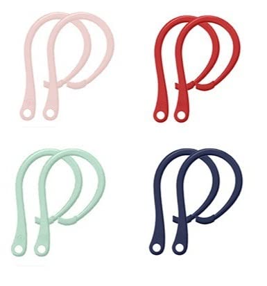 JNSA Ear Hook Compatible with Air Pods 3/2 / 1,AirPod Pro,4 Pairs Ear Hook Anti-Slip Comfortable Fit Sports Earhooks Accessories Pink/Red/Blue/Green PRBG