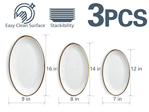 ONEMORE Large Serving Bowls and Platters Bundle - Microwave, Oven and Dishwasher Safe - Creamy White