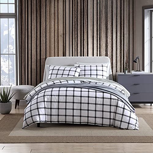 Eddie Bauer - King Duvet Cover Set, Soft Cotton Bedding with Matching Shams, Modern Plaid Home Decor (Bunkhouse Charcoal, King)
