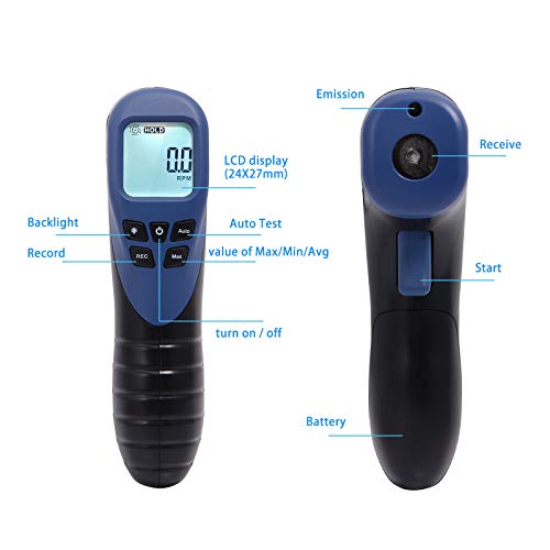 EHDIS Digital Handle Tachometer RPM Meter Non Contact Photo LCD Tachometer RPM Reader Gauge Speed Tach Meter