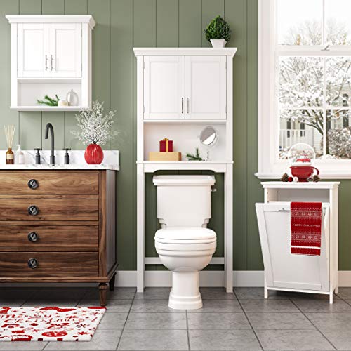 RiverRidge, White Somerset Bathroom Over the Toilet Storage Spacesaver with Open Shelf and Two Doors