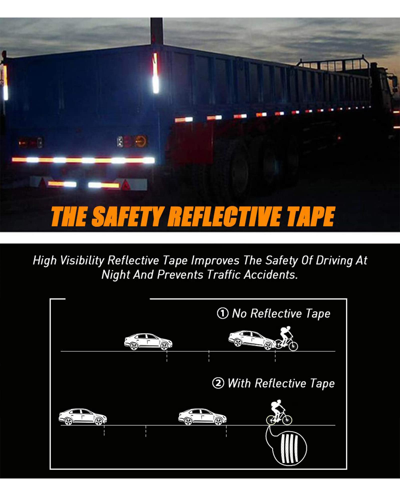 Brozigo Reflective Tape 2-Pack 1 inch X16.5ft Reflective Tape for Safety Warning, Reflector Tape Outdoor Waterproof for Clothing, White
