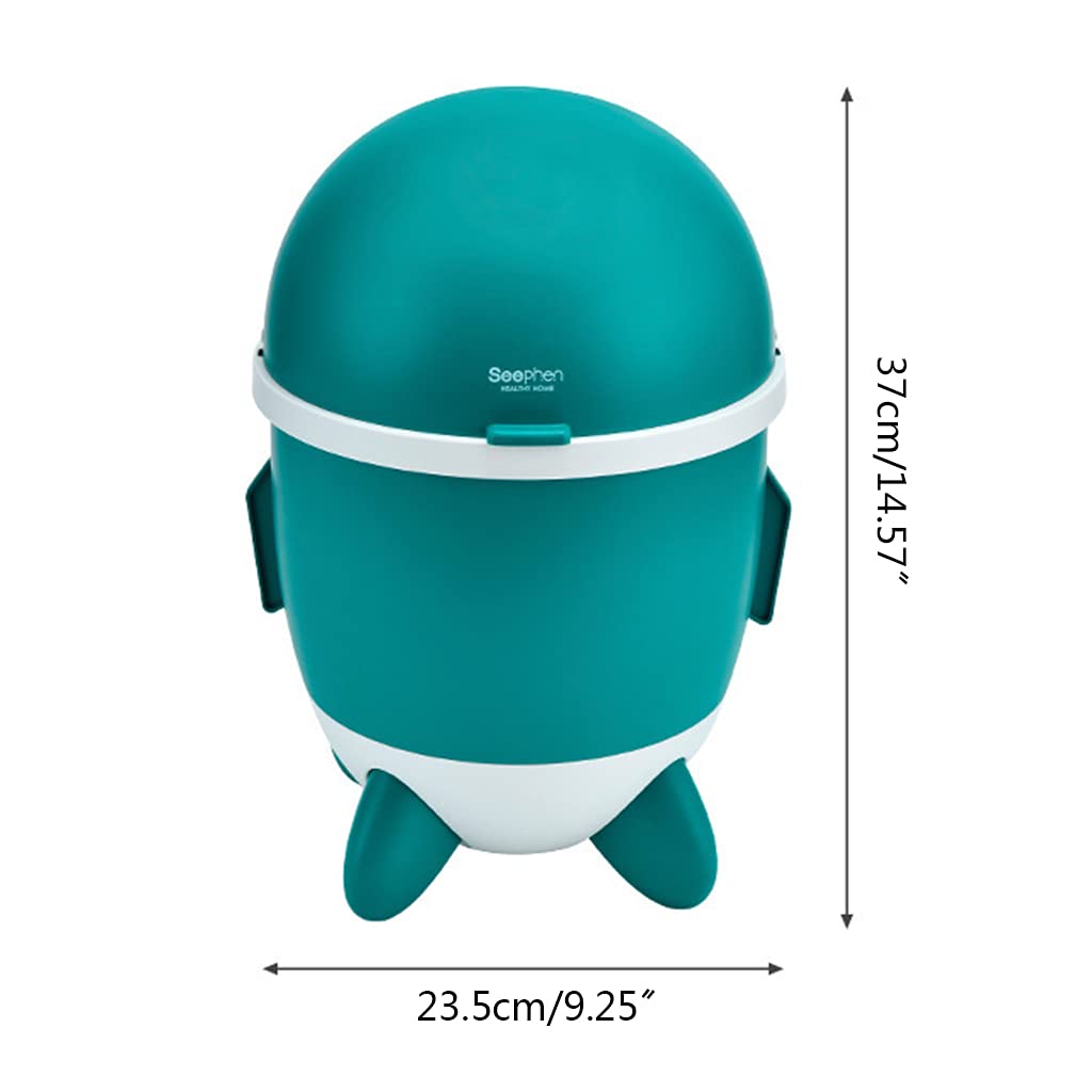 Beerty Trash Can - Creative Rocket Trash Can Household Rubbish Bin Plastic Storage Bins for Kitchen Bathroom Living Room Office Grey, approx.23.5x37cm9.25x14.57in