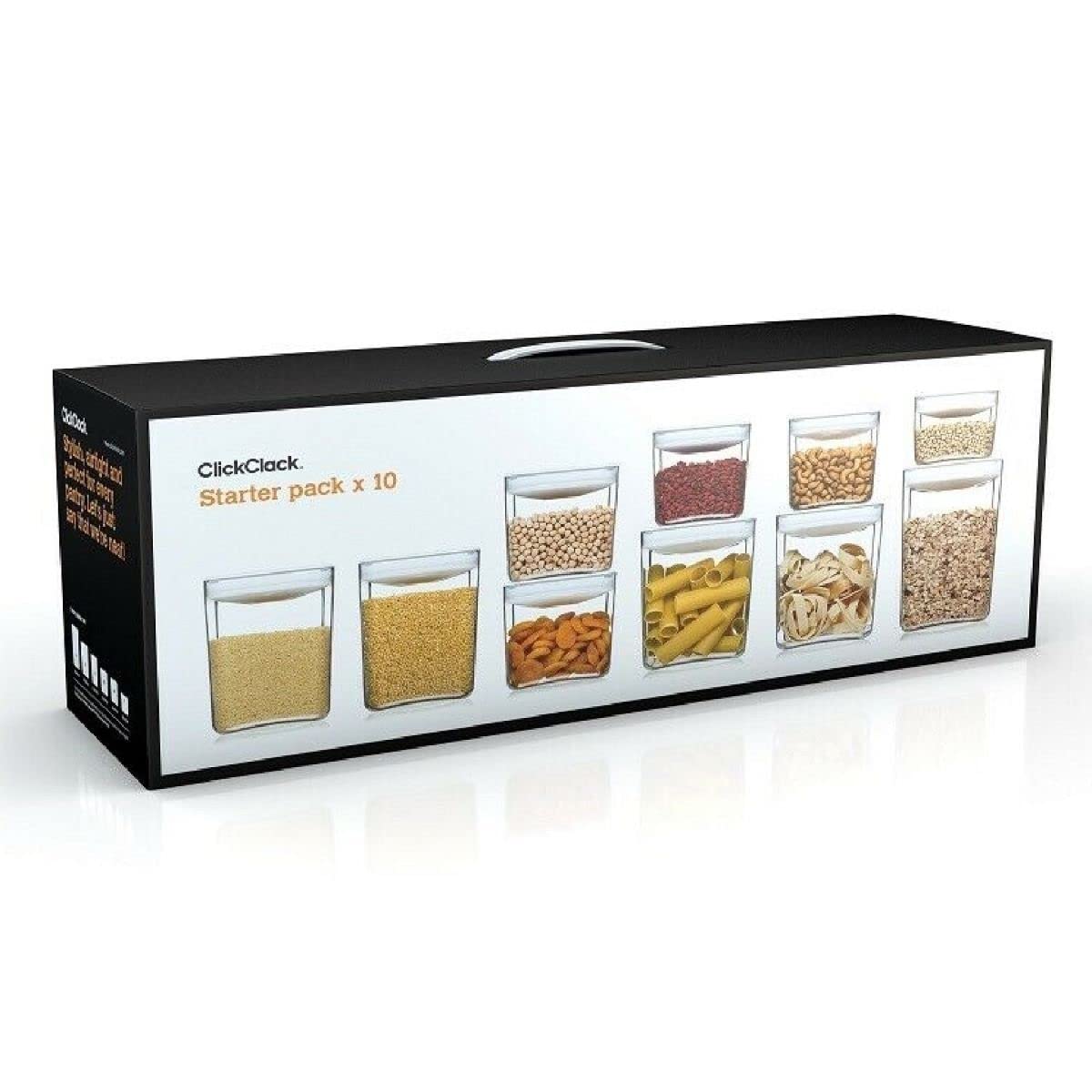 ClickClack Cube Pantry Food Storage Canisters, 1.0qt(×1)1.5qt(×2)2.0qt(×2)3.0qt(×2)3.5qt(×2)4.0qt(×1), White