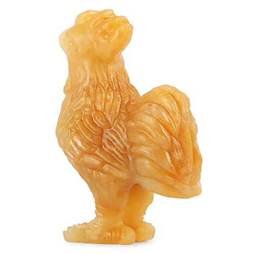 SMQ 2.0" Yellow Jade Crystal Rooster Statue Kitchen Decor Crystals and Healing Stones Hand-Carved Gemstone Animal Carving Collectibles for Home Office Garden(Gift Box)