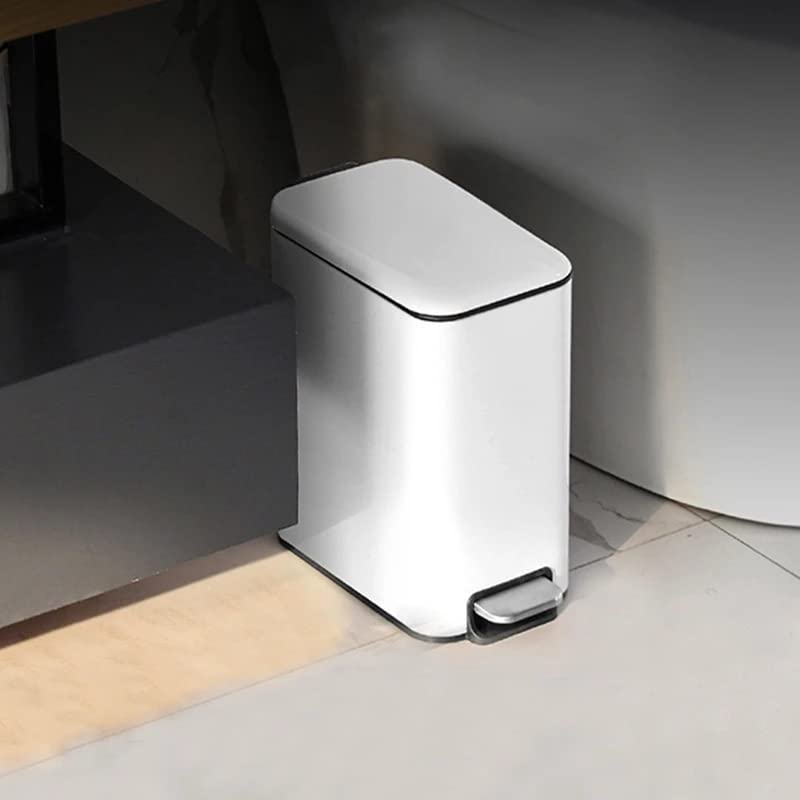 DOUBA Bathroom Trash Can Living Room Stainless Steel Trash Can Narrow Rubbish Bin