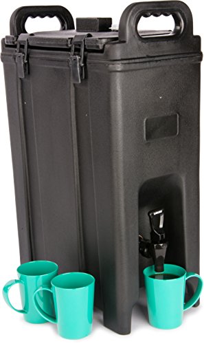 Carlisle FoodService Products Cateraide Insulated Beverage Dispenser with Handles for Catering, Events, Kitchens, And Restaurants, Plastic, 5 Gallons, Black