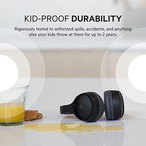Belkin SoundForm Mini - Wireless Bluetooth Headphones for Kids with 30H Battery Life, 85dB Safe Volume Limit, Built-in Microphone - Kids On-Ear Earphones for iPhone, iPad, Fire Tablet & More - Black