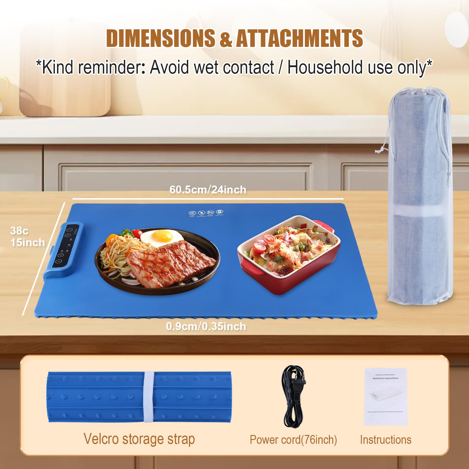 Electric Warming Tray 2024 New,Portable Silicone Food Warmer Heater Mat,Travel Roll Up Fast Heating Pad,Foldable Keep Plates Fast Warm for Buffets Party,Large Surface Area with Adjustable Temperature