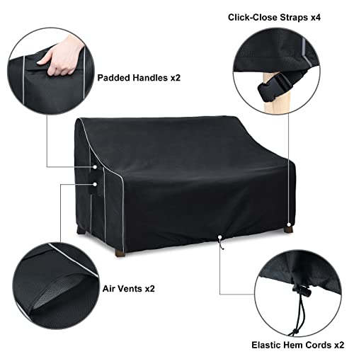Coditure Outdoor Furniture Cover Waterproof for Sofa, Patio Loveseat Covers Fits up to 54 x 38 x 35 inches, Black