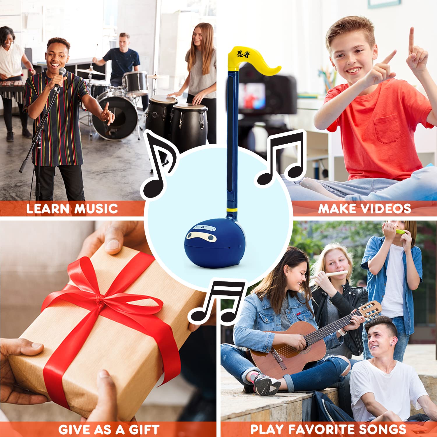 Otamatone Classic Ninja [Officially Licensed] Japanese Character Electronic Musical Instrument Portable Synthesizer from Japan Maywa Denki for Children Kids and Adults Gift
