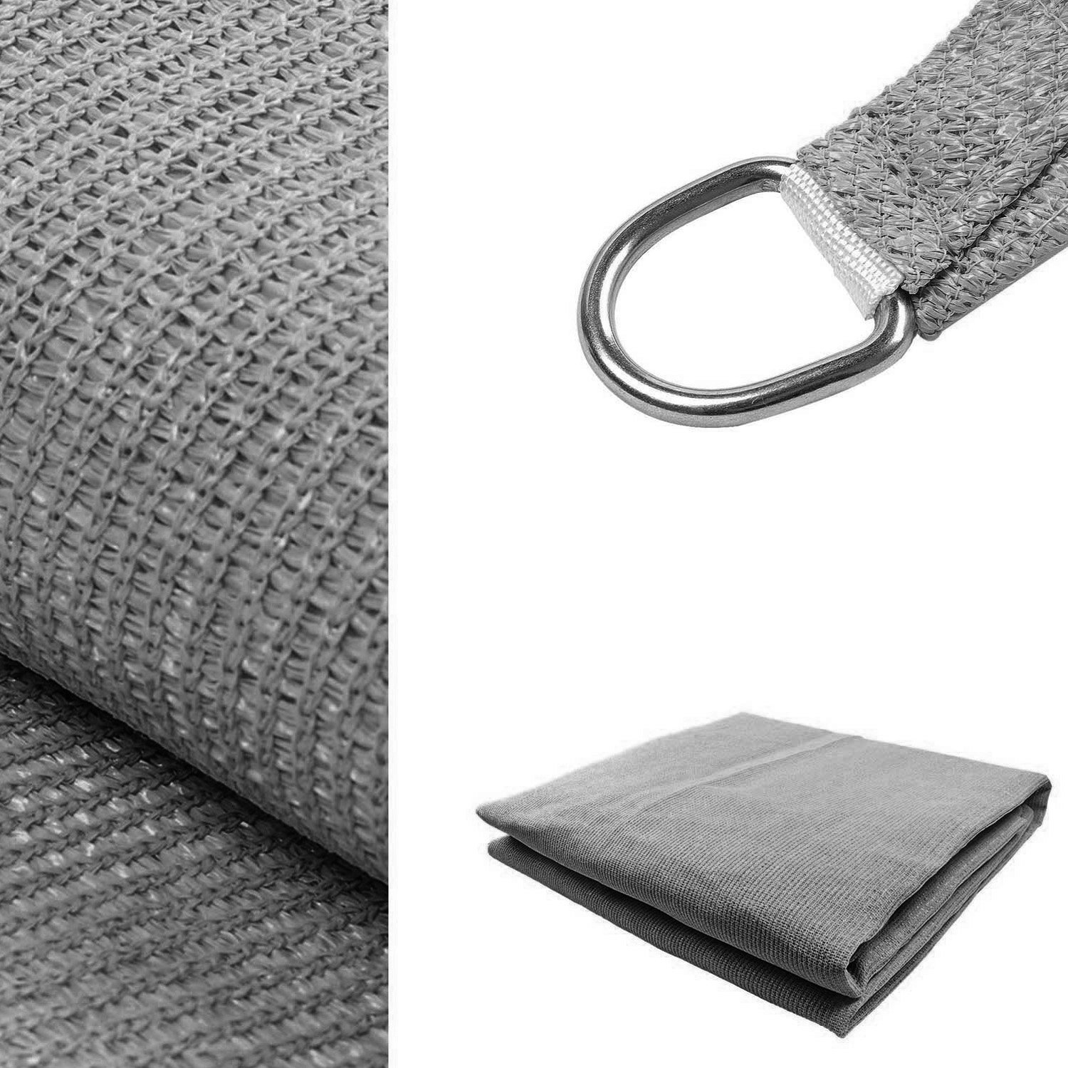 KHOMO GEAR Triangle Sun Shade Sail 16x 16 x 16 Ft UV Block Fabric - Grey
