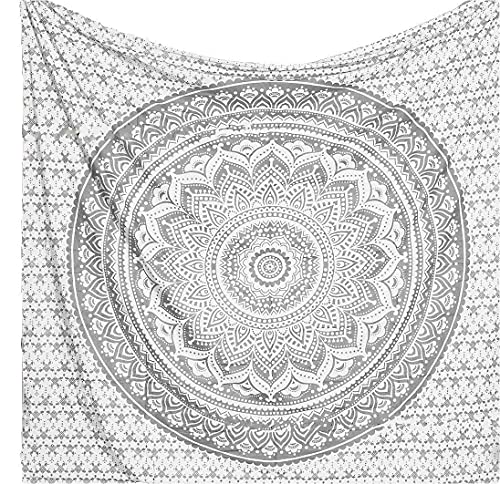 THE ART BOX Wall Tapestry, Large 82x55" - Inspiring Handmade Indian Mandala Design, Soft 100% Natural Cotton, Delicate Hand Sewn Edges for Bedroom, Living Room Boho Esthetic