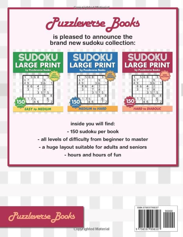 Sudoku Large Print With Solutions: 150 Hard to Diabolic Puzzles for Adults & Seniors for Gradually Improving Sudoku Skills, One Per Page (Sudoku Sensei Series)
