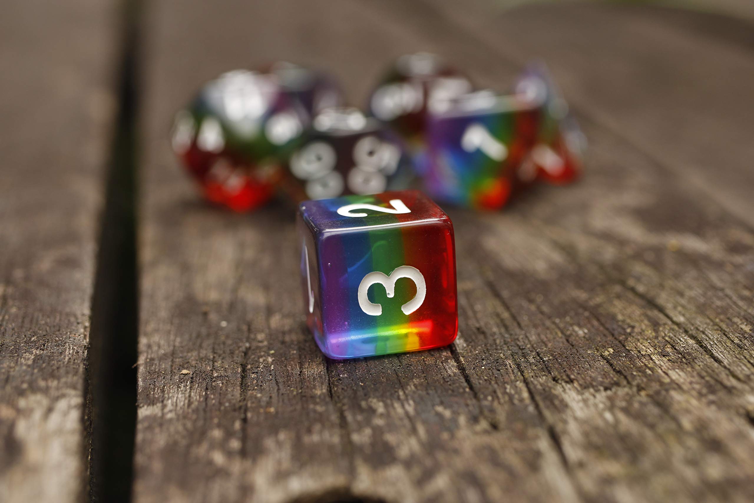 HD Polyhedral DND Dice Set RPG Rainbow Dice for Dungeons and Dragons(D&D) Role Playing Game,MTG,Pathfinder,Table Game,Math Games Dice Set with Dice Pouch
