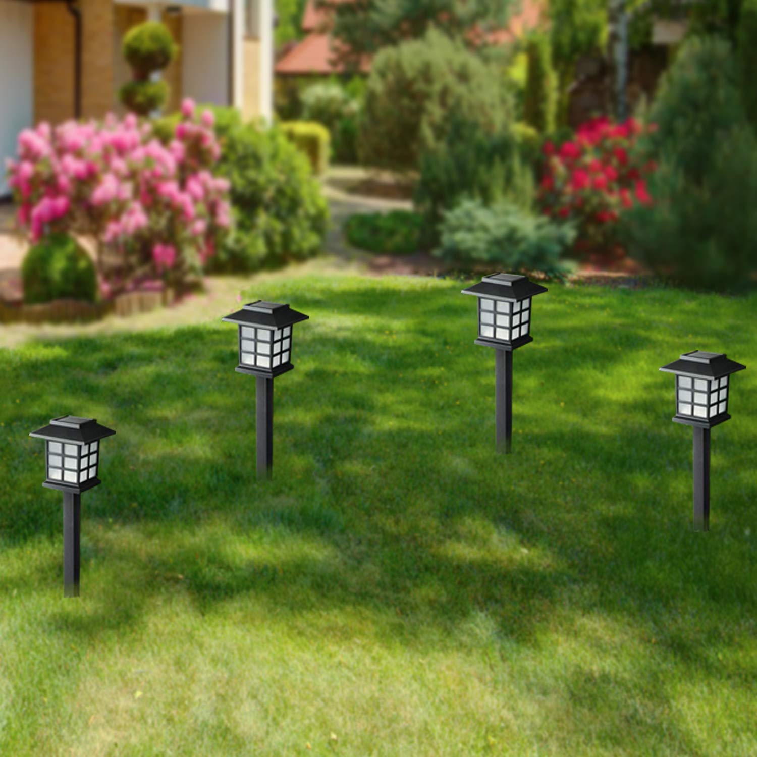 SuLethe 8 Pack Solar Pathway Garden Lights, Outdoor Waterproof Landscape Led Lighting Lamps for Patio, Path, Lawn, Walkway