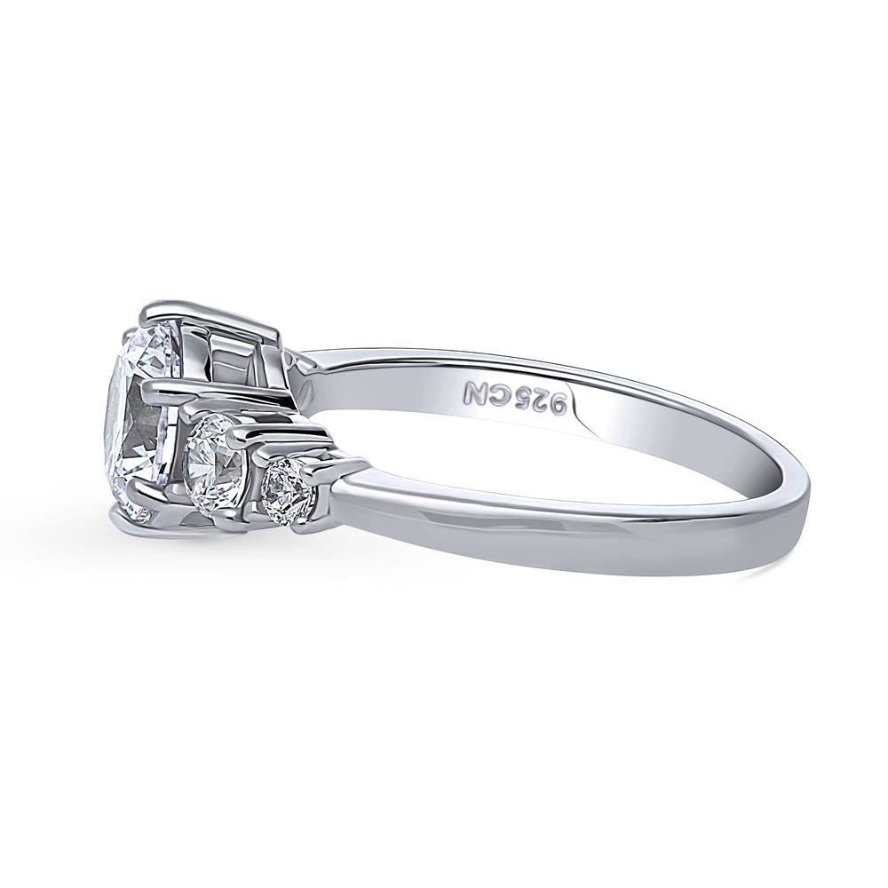 BERRICLE Sterling Silver 5-Stone Cubic Zirconia CZ Fashion Ring for Women, Rhodium Plated Size 7