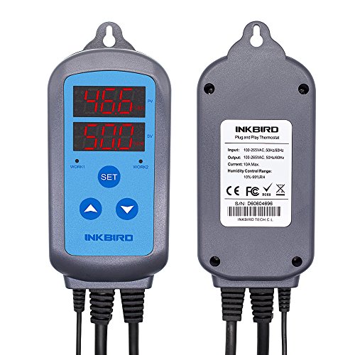 Inkbird Humidity Controller IHC200 Humidistat Mushroom Greenhouse Pre Wired Outlet Dual Stage Humidifier Dehumidifier.
