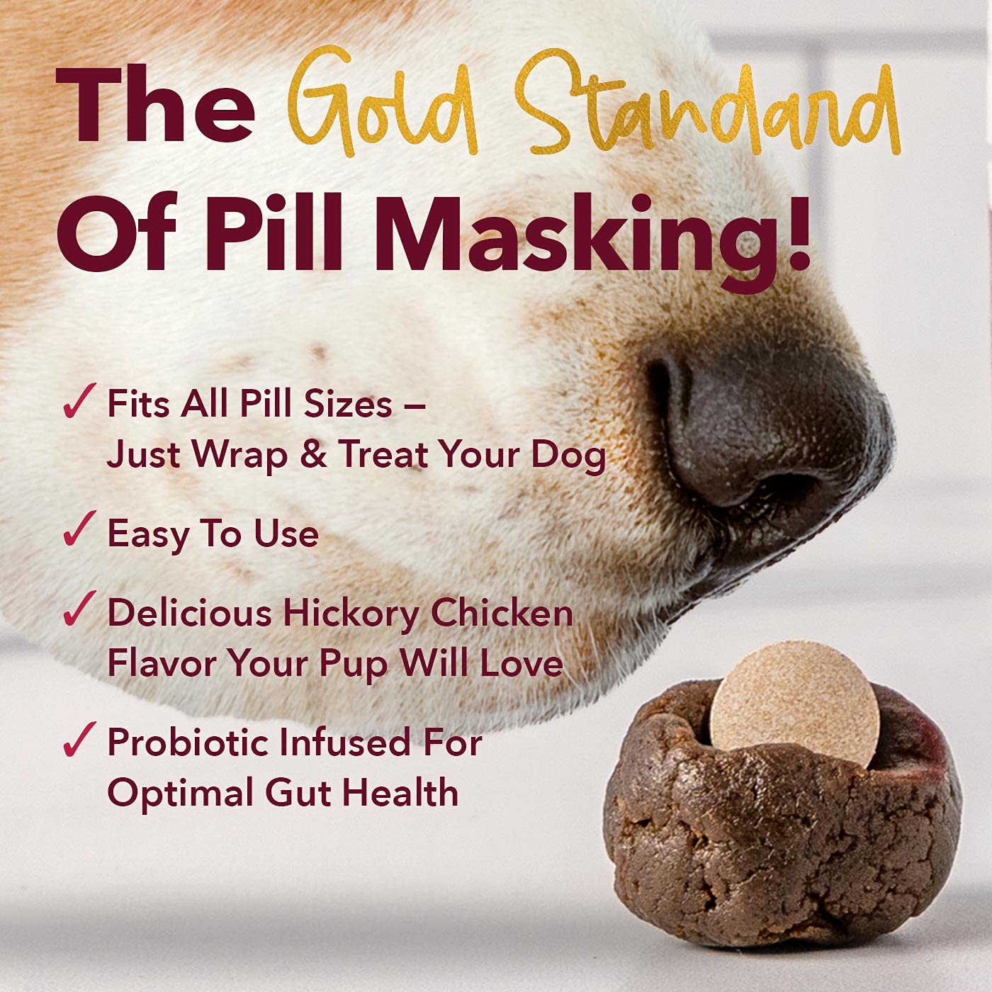 iHeartDogs Probiotic Pill Paste Wrap for Dogs β 4 oz Chicken & Bacon Flavored Pill Masker for Picky Dogs - Hide Medication in This Tasty Hide-A-Pill Dough