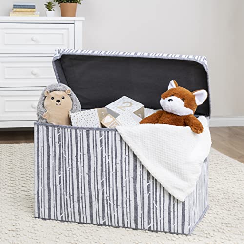 Sammy & Lou Birch Felt Toy Box; Collapsible; Gray, White; Two Handles; Hinged Lid; 22 in x 14.5 in x 15 in
