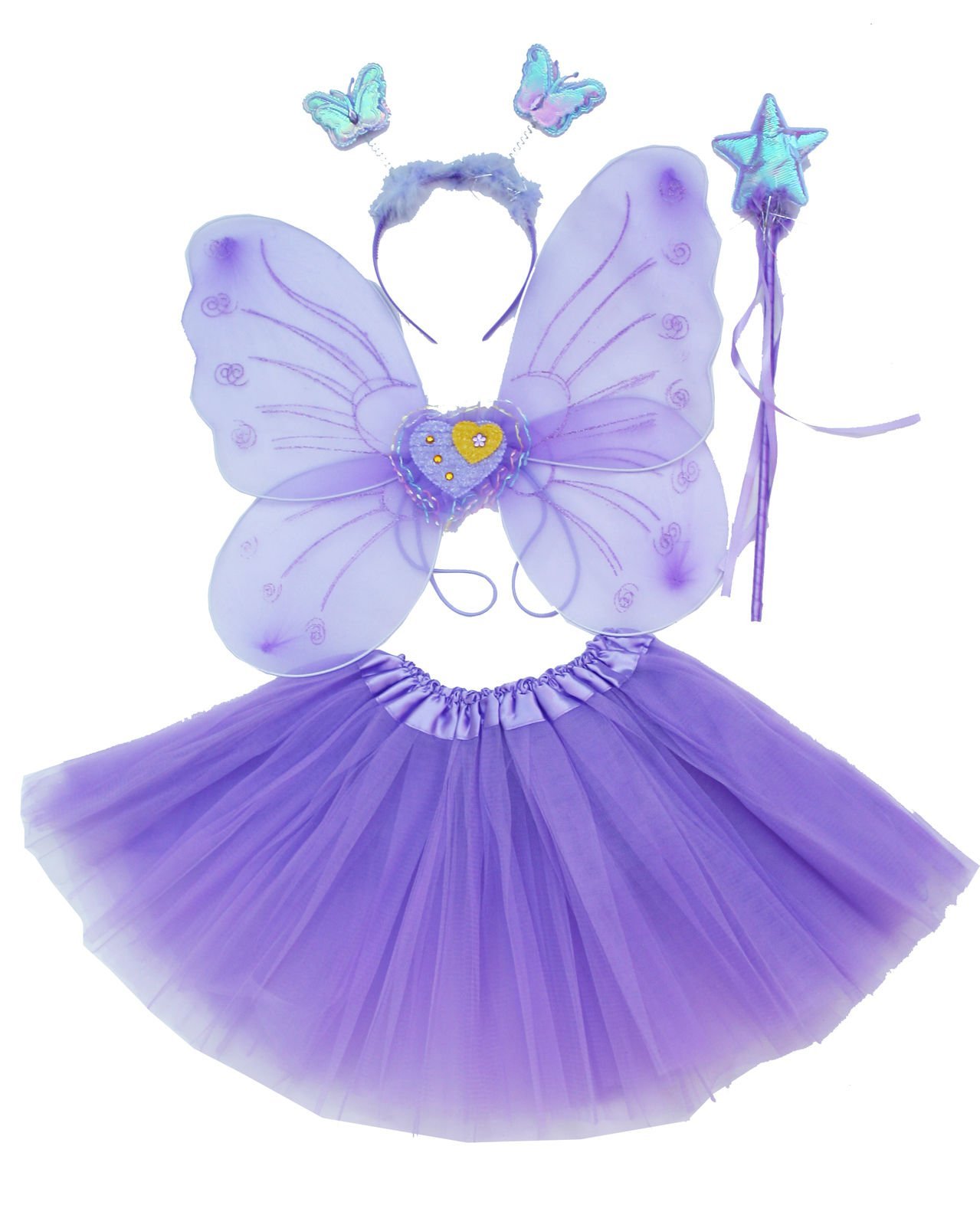 Fun Play Fairy Dressing up Costume for Girls β Butterfly Fairy Wings, Tutu, Magic Wand,Headband Costume Set for 3-8 Years