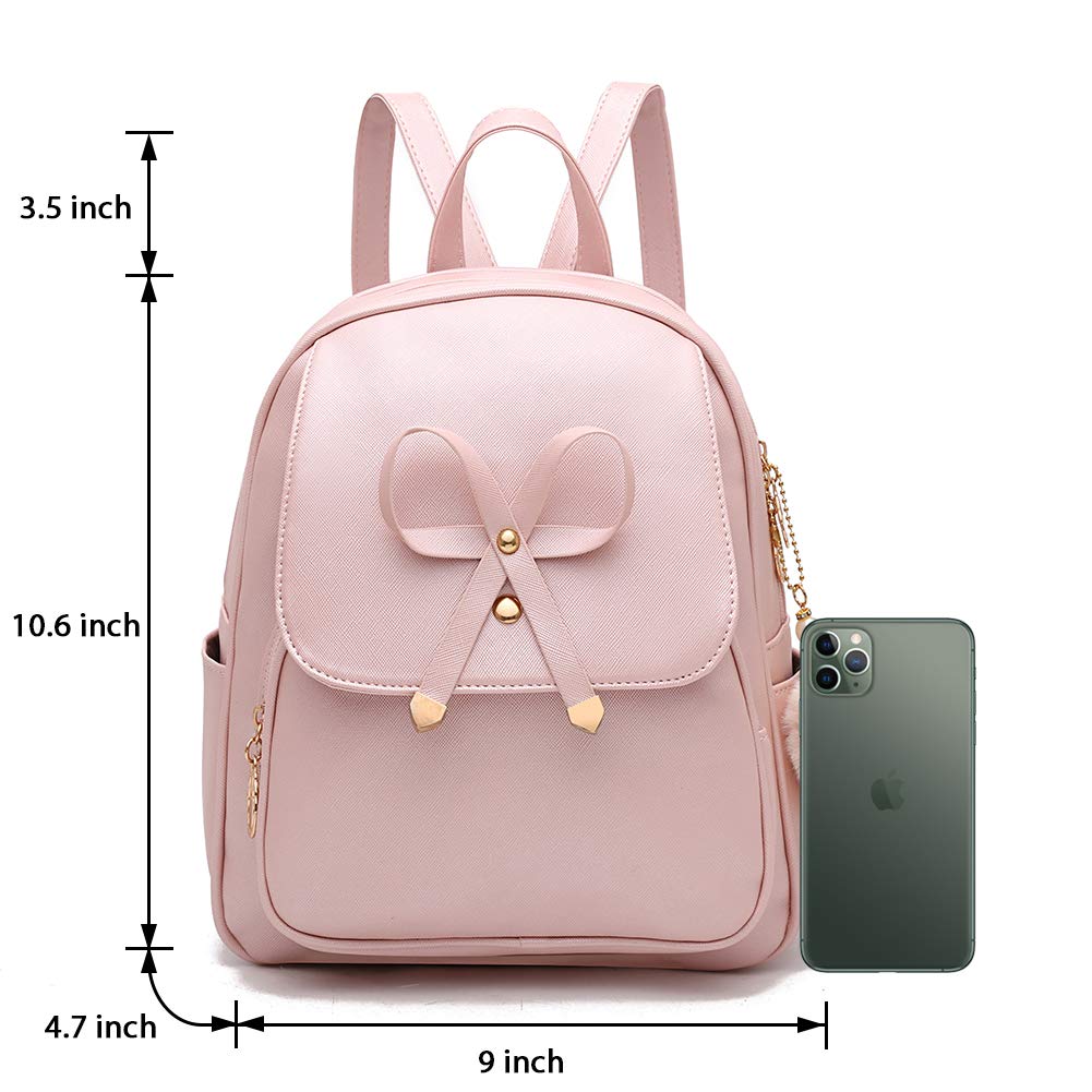 BAG WIZARD Cute Bowknot Mini Leather Backpack Fashion Small Daypacks Purse Women