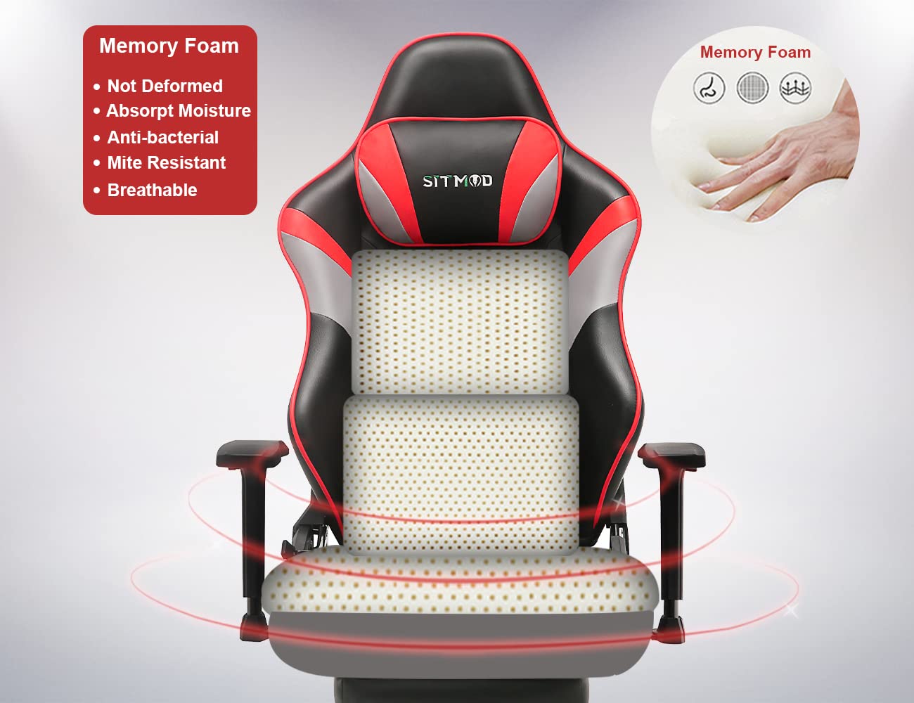 SITMOD Video Game Chairs Ergonomic Gaming Chair with Footrest High Back Massage Gaming Chair Recliner PC Leather Racing Gamer Chairs Adjustable Lumbar Support Swivel Computer Chairs for Adults